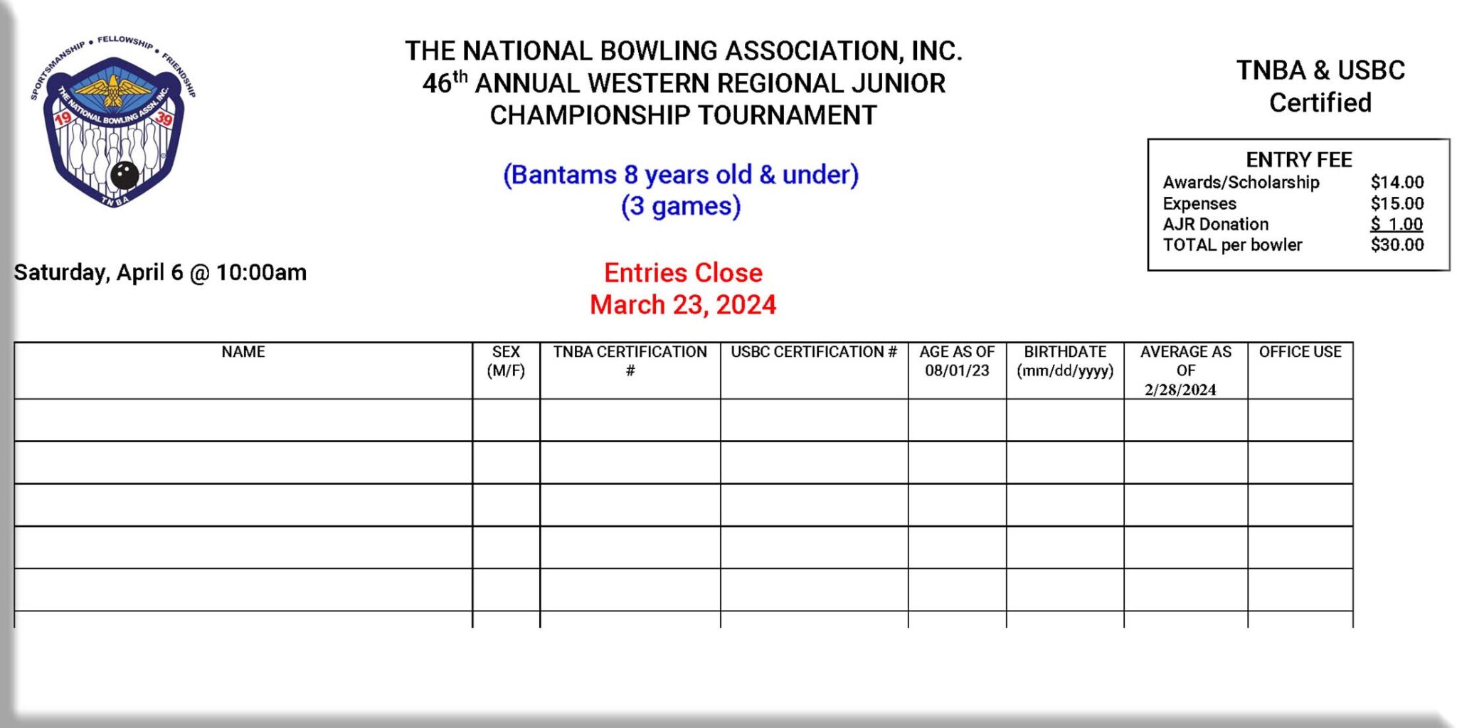 Western Region Junior Tournament – TNBA